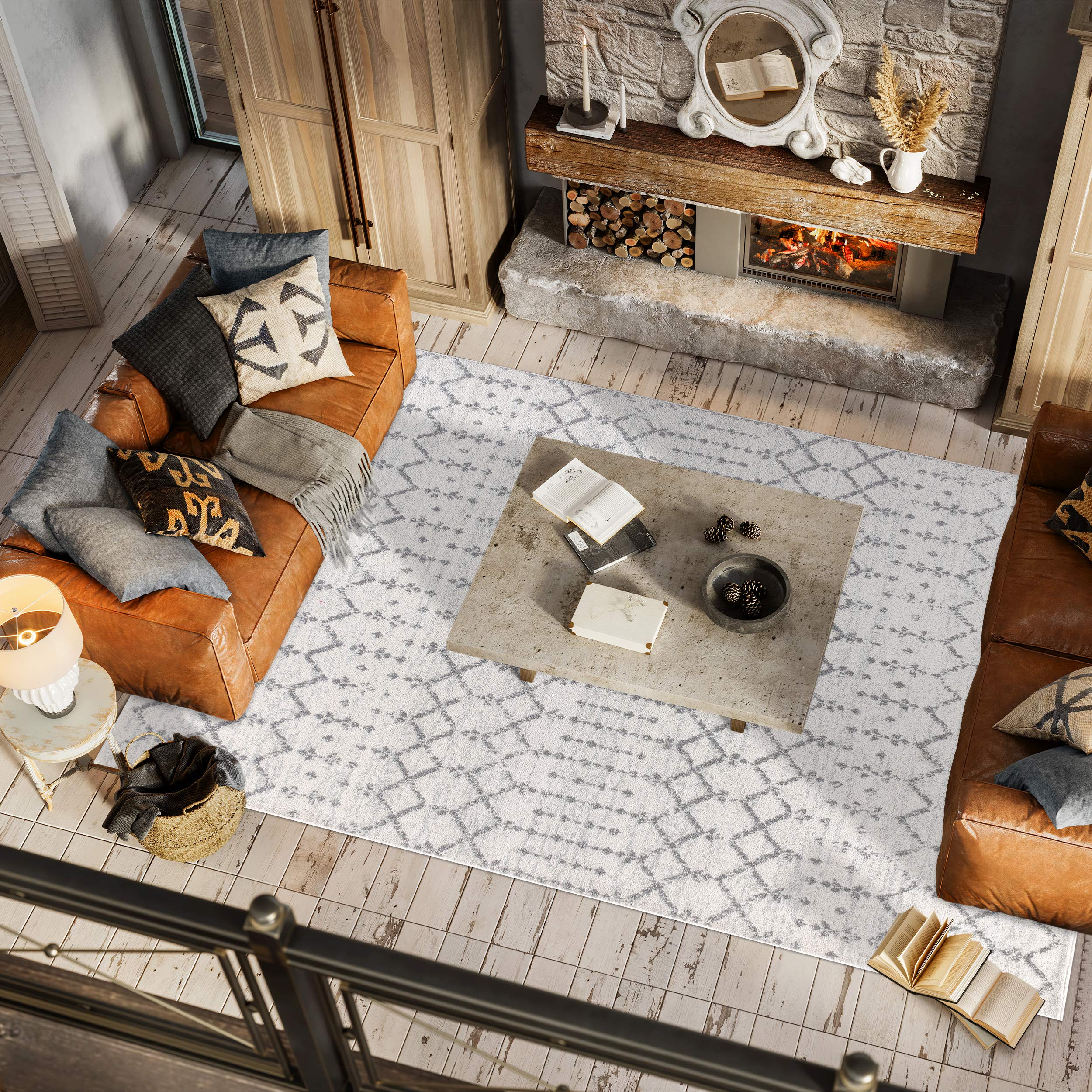 JONATHAN Y MOH101B-9 Moroccan HYPE Boho Vintage Diamond Indoor Area-Rug Bohemian Easy-Cleaning Bedroom Kitchen Living Room Non Shedding, 9 X 12, Cream/Gray