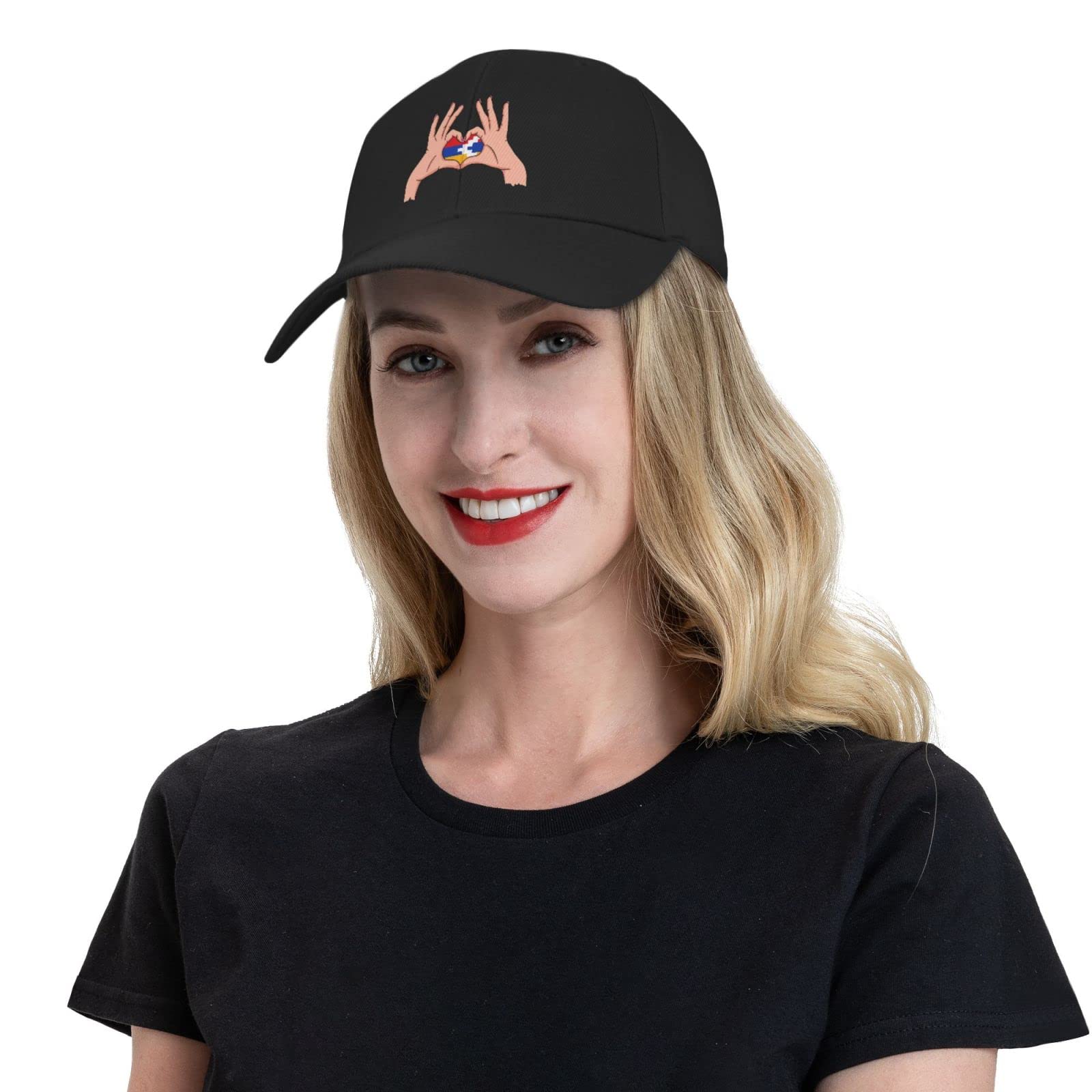 POOEDSO Holding Love in Your Hands Flag of Artsakh Baseball Cap for Men Women Solid Color Adjustable Duck Tongue Hat