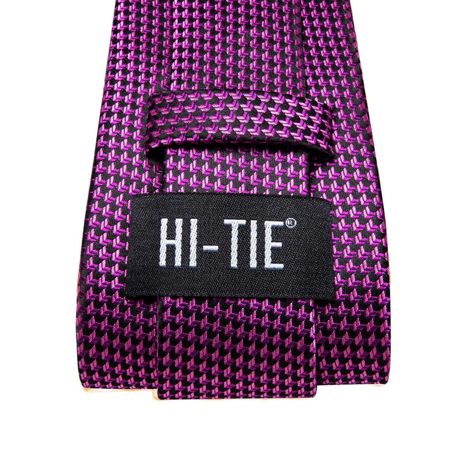 Hi-Tie Mens Purple and Black Ties Set Extra Long Silk Formal Necktie Woven Pocket Suqare Cufflinks Set 63inches for Wedding Business