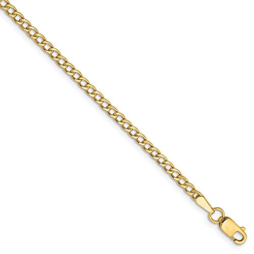 IceCarats 14K Yellow Gold 2.5mm Curb Link Chain Anklet Summer Beach Foot Ankle Bracelet 10 inch