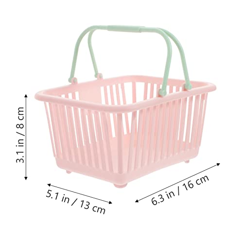 Toddmomy 3pcs Portable Shower Basket Grocery Baskets With Handles Small Basket with Handle for Organizing, Bathroom Kitchen Room Bedroom(Pink)