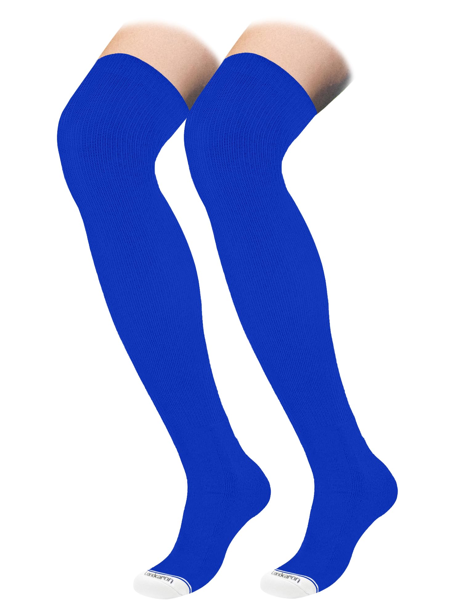 Londkaron Elite Baseball/Softball Socks (3 Pairs) Over The Knee, Extra Long Football Socks (Royal/White, Medium)