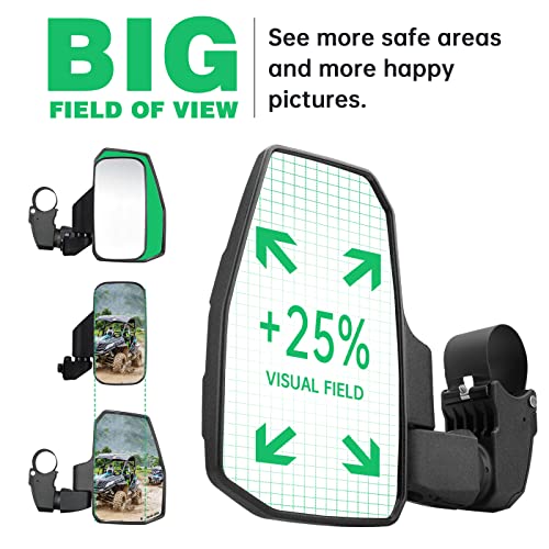 SHEJISI UTV Side Mirrors, You No Longer Need to Adjust by Hand,Innovative Automatic Reset Function, for 1.5"-2.0" Roll Cage, Compatible with Polaris RZR, Can Am Maverick, Honda Pioneer, Kawasaki Mule