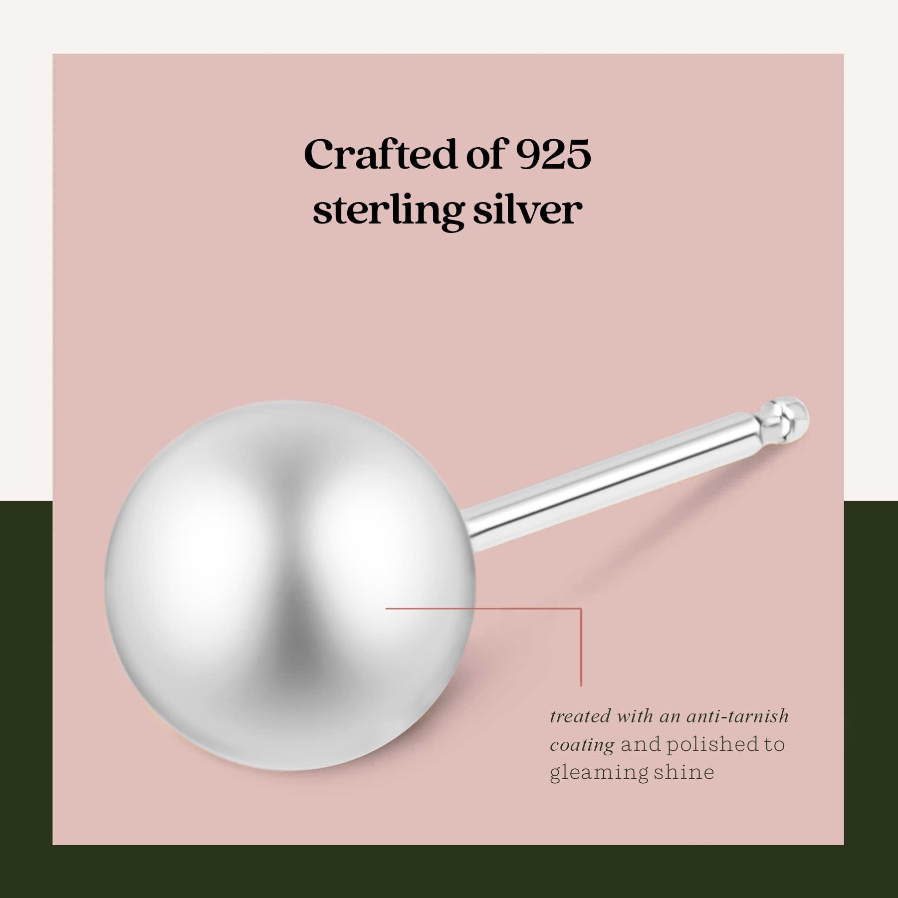 KEZEF 925 Sterling Silver Ball Stud Earrings for Women - Hypoallergenic Lightweight Small Stud Earrings for Women | 2mm Ball Earrings
