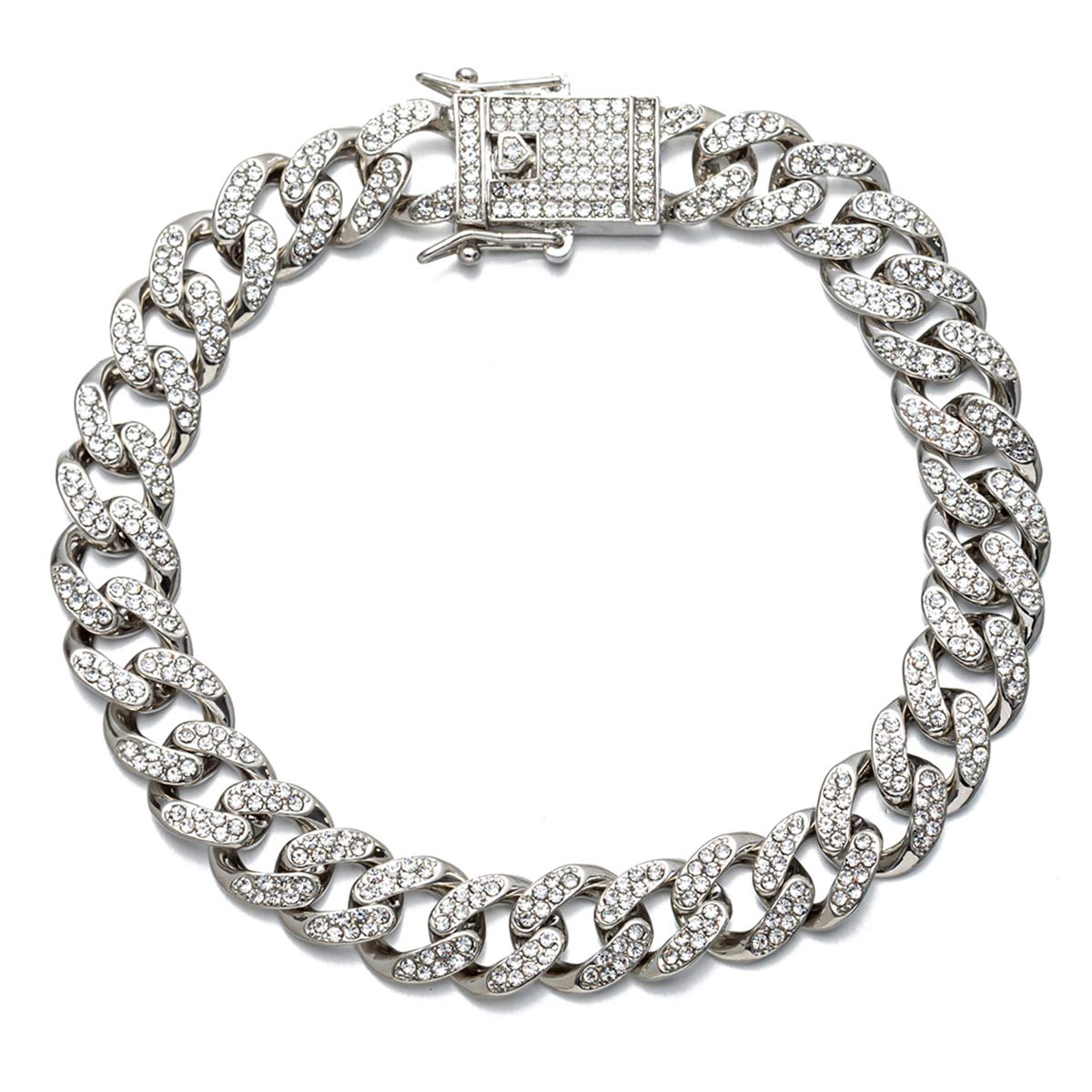 kelistom Cuban Link Anklet Bracelet for Women Men Hip-hop 18K Gold/White Gold Plated Iced Out Rhinestones Filled Chain Ankle Bracelets, 9" 10" 11"