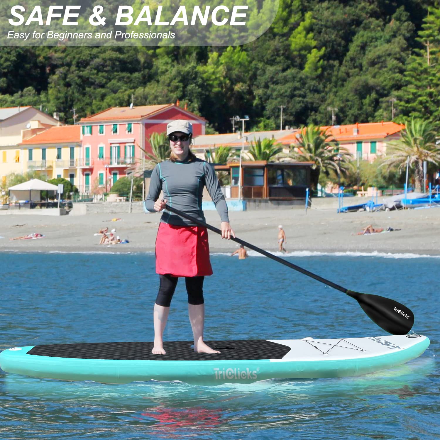 Inflatable Stand Up Paddle Board (6" Thick) with Premium SUP Accessories & Backpack | SUP for Paddling, Surf Control, Non-Slip Deck | Youth & Adult Standing Boat
