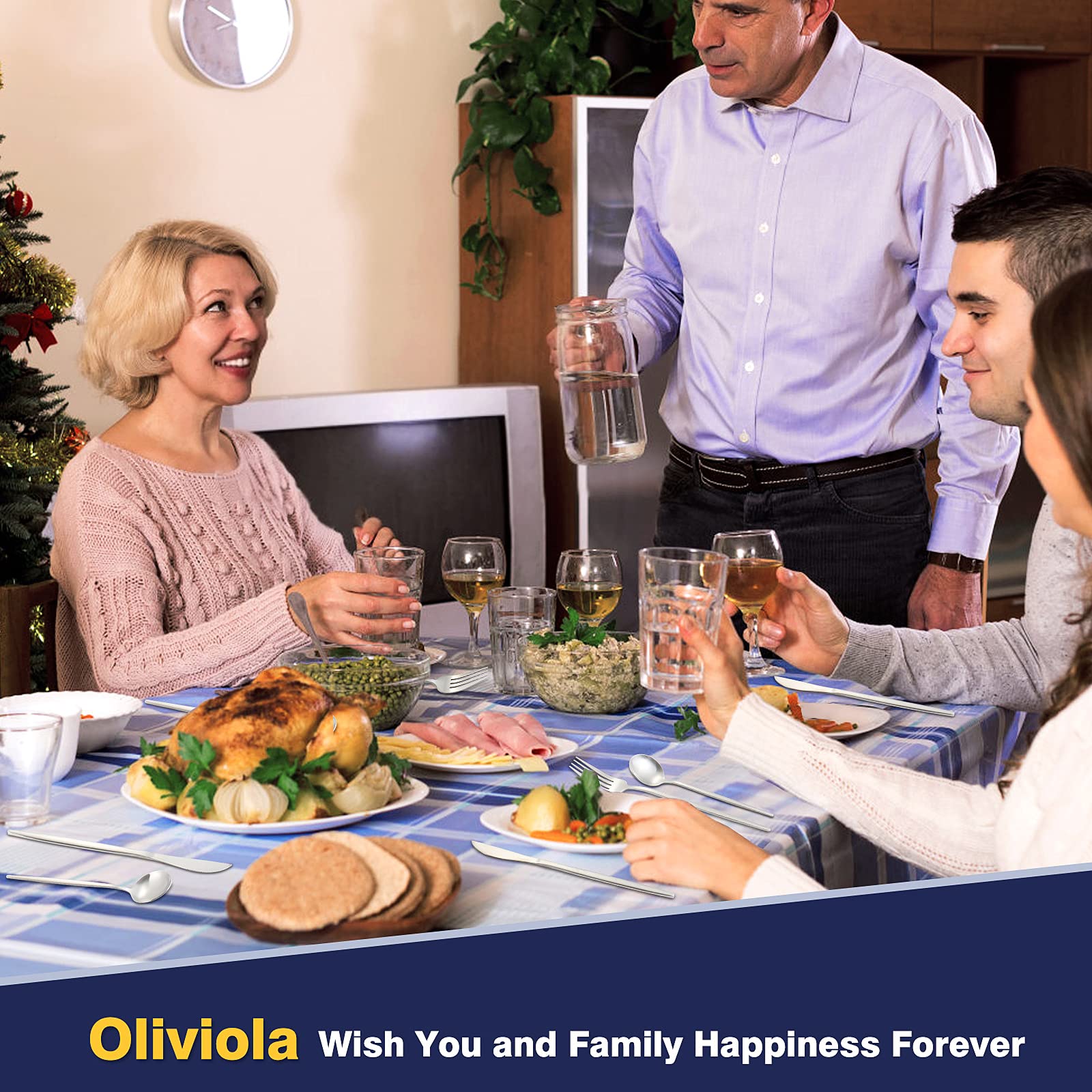 Oliviola 20 Pieces Silverware Set,Matte Stainless Steel Flatware Cutlery Set Service for 4, Stain Finish Kitchen Utensil Set,Include Dinner Knives Forks and Spoons Silverware, Dishwasher Safe