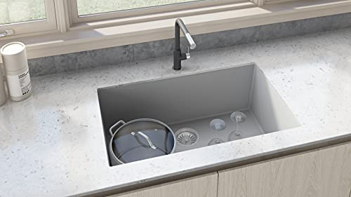 Ruvati 30 x 17 inch Granite Composite Undermount Single Bowl Kitchen Sink - Silver Gray - RVG2030GR
