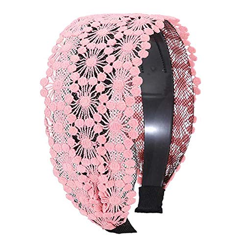 LONEEDY Non-Slip Multicolor Lace Headband Wide-Head Cutout Hard Headbands for Women and Girls (Sun flower)