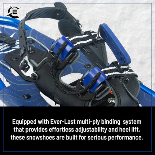 Norske Series Ligthweight Aluminum Frame Snowshoe Kit with Quick-Lock Trekking Poles, Heel Lift, Quick Release Bindings & XPE Ever-Flex Decking, Includes Waterproof Carry Bag, 25" Up to 200 lbs.