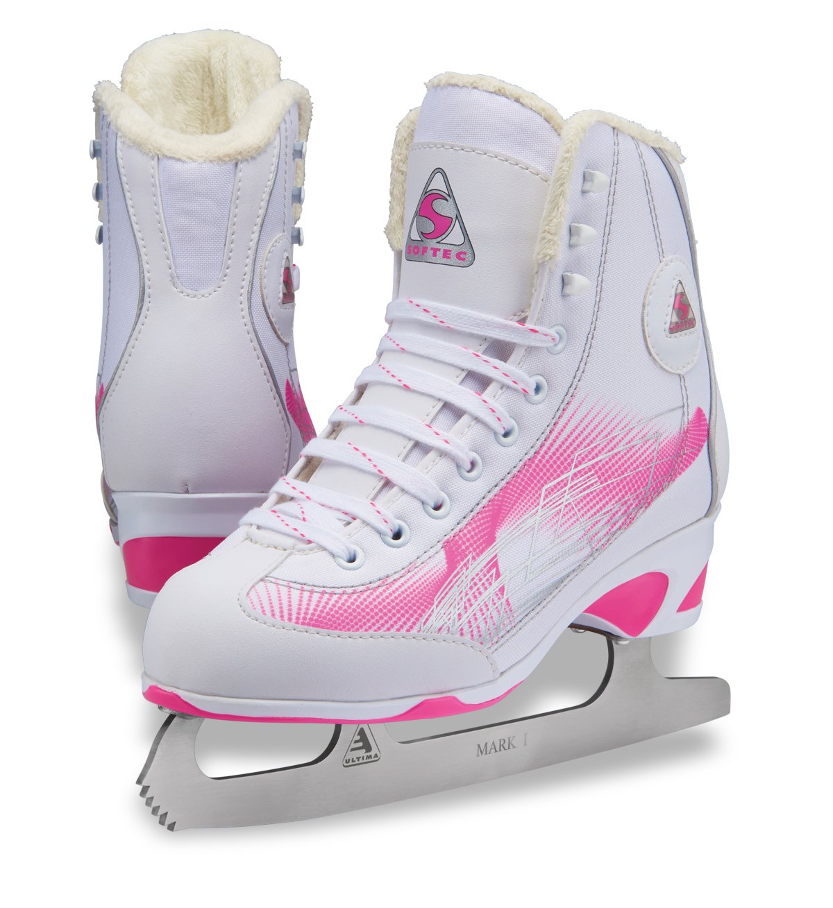 Jackson Ultima Rave RV2001 Girl's Figure Ice Skates Softec, Color: White/Pink, Size: Kids Youth 3