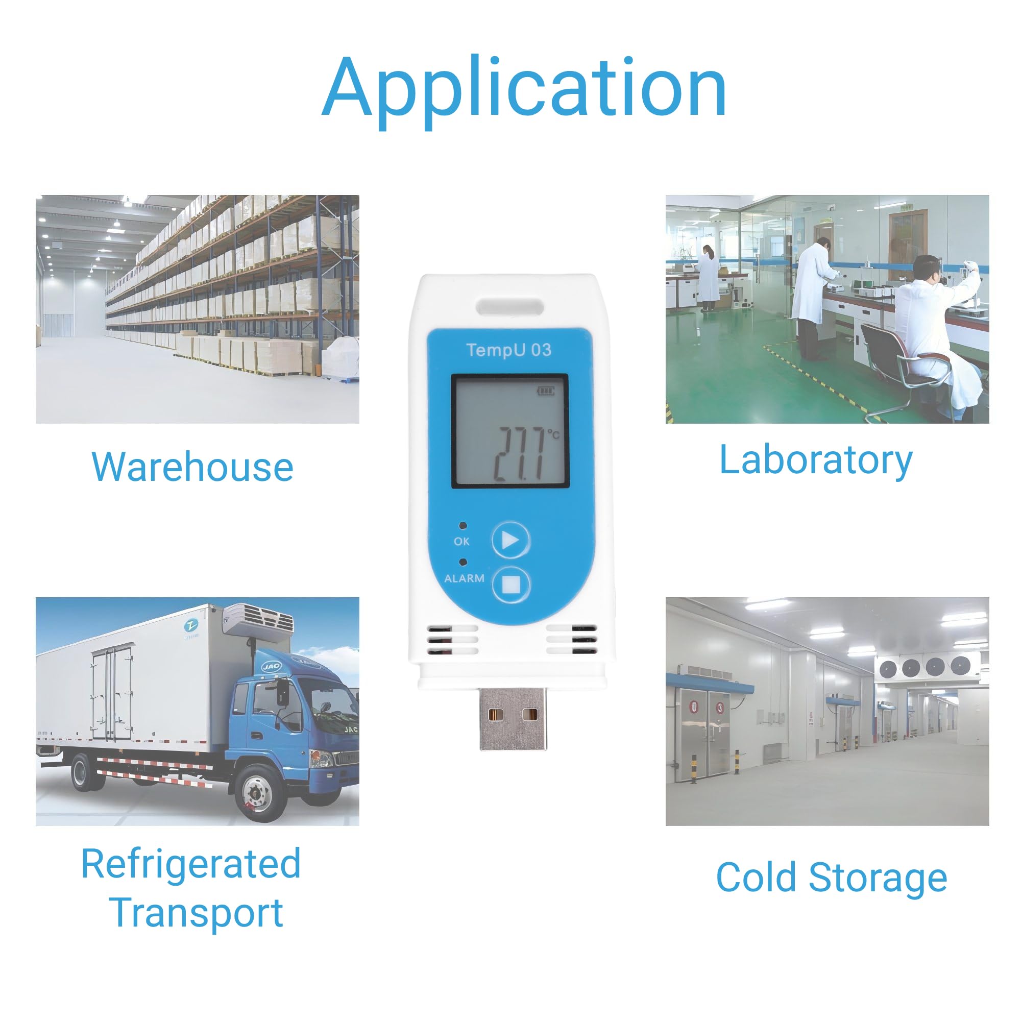 USB Temperature and Humidity, Data Loggers Recorders Data Acquisition Recorder, Temperature Humidity Data Logger PDF CVS Report with LCD Display 32000 Points for Warehouse, Logistics Transportation, C