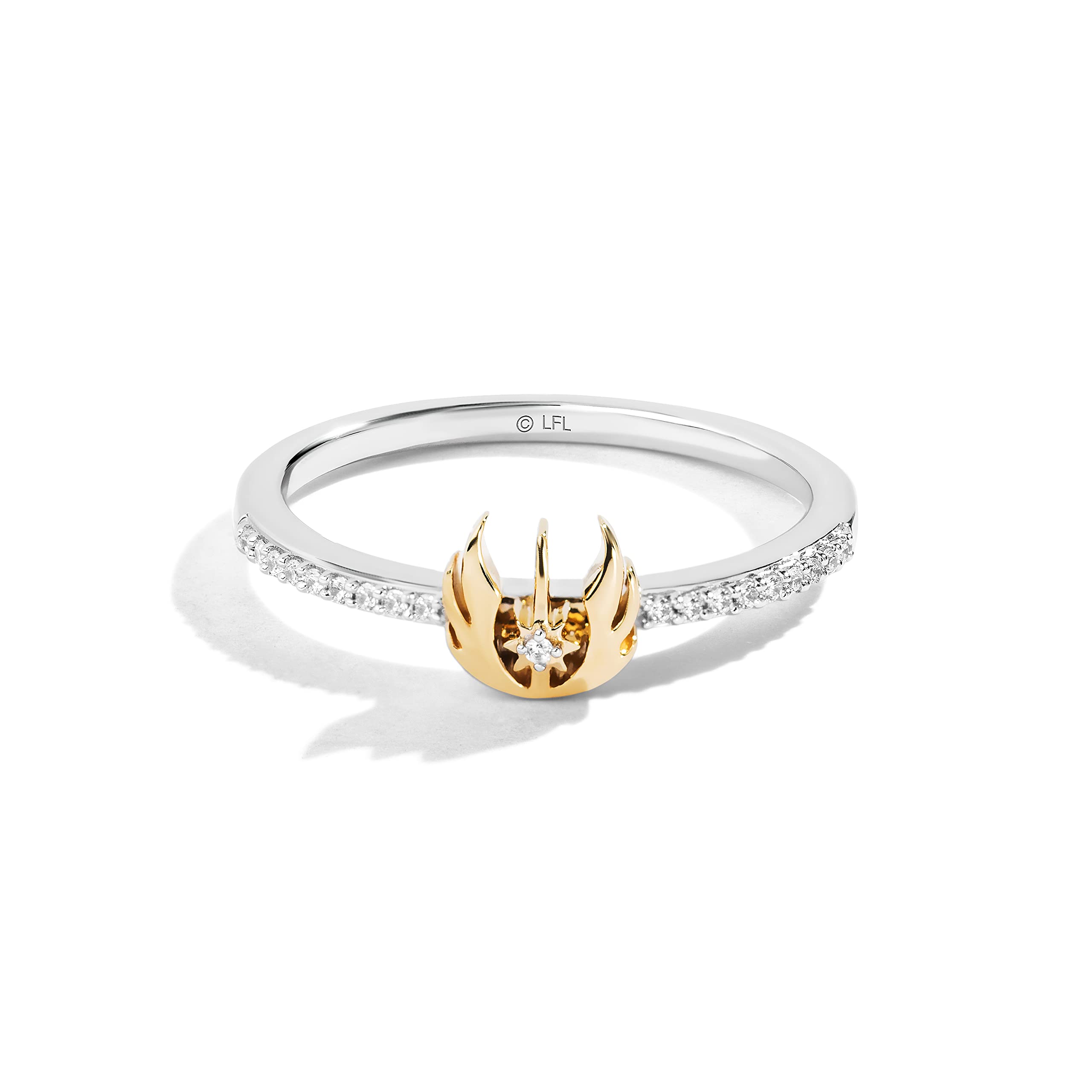 Jewelili Star Wars™ Fine Jewelry The Jedi™ Order Women's Ring Diamond Accent, Sterling Silver and 10K Yellow Gold