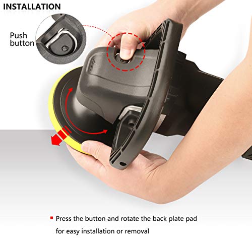 SPTA Buffer Polisher, 7 Inch 180mm Rotary Polisher Car Polisher Electric Polisher RO Polisher & Polishing Pads Set for Auto Buffing and Polishing