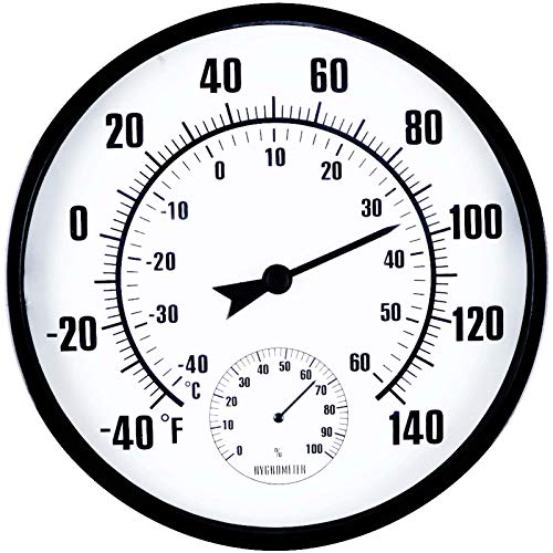 Thermometer Indoor Outdoor 10" Patio Large Wall Thermometer and Hygrometer,No Battery is Required to Let You to See The Temperature and Humidity of The Day from a Distance, Upgrade Version