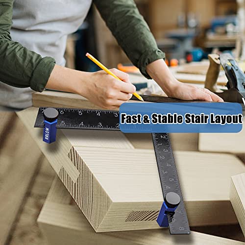 RRLOM Stair Gauges for Framing Square with Holder, Tall Stair Gauges Layout Attachement Tool for Carpentry Squares, Circular Saw Metal Stair, Carpentry Squares Stair Rafter Gauge Clamp