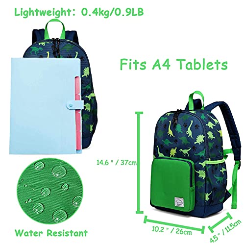 VASCHY Cute Dinosaur Backpack and Large Insulated Lunch Bag Bundle
