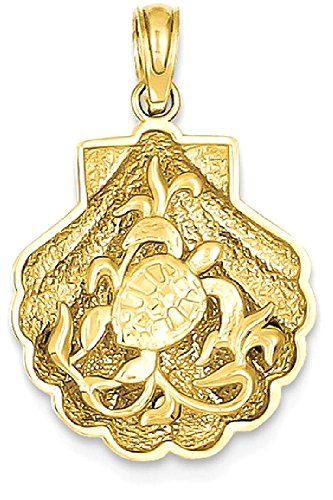 IceCarats 14K Yellow Gold Sea Turtle Shell Necklace Charm Pendant Only