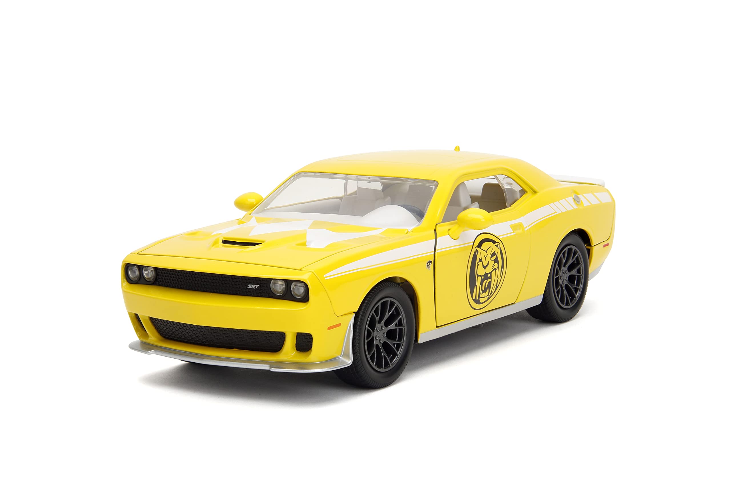Power Rangers 1:24 2015 Dodge Challenger SRT Hellcat Die-Cast Car & 2.75" Yellow Ranger Figure, Toys for Kids and Adults