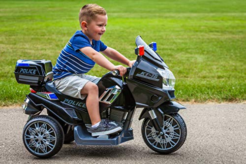 Kid Trax Police Rescue Motorcycle 6V Battery-Powered Ride-On Toy Black