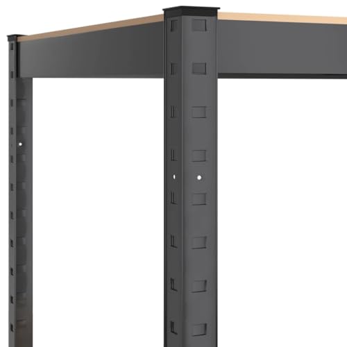 vidaXL 5-Layer Storage Shelf - Galvanized Steel, Engineered Wood and Plastic - Industrial Style - Sturdy Durable Design - Anthracite Color - Dimensions: 29.5" x 11.8" x 67.7"