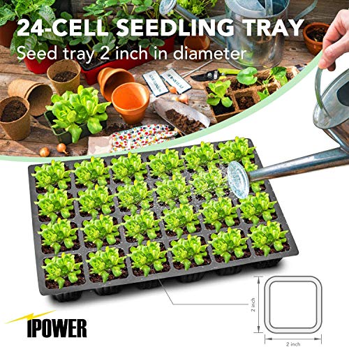 iPower Seed Starter Germination Kit Seedling Propagation Tray with Heater 5in Vented Humidity Dome and Digital Heat Mat Thermostat Combo, Black