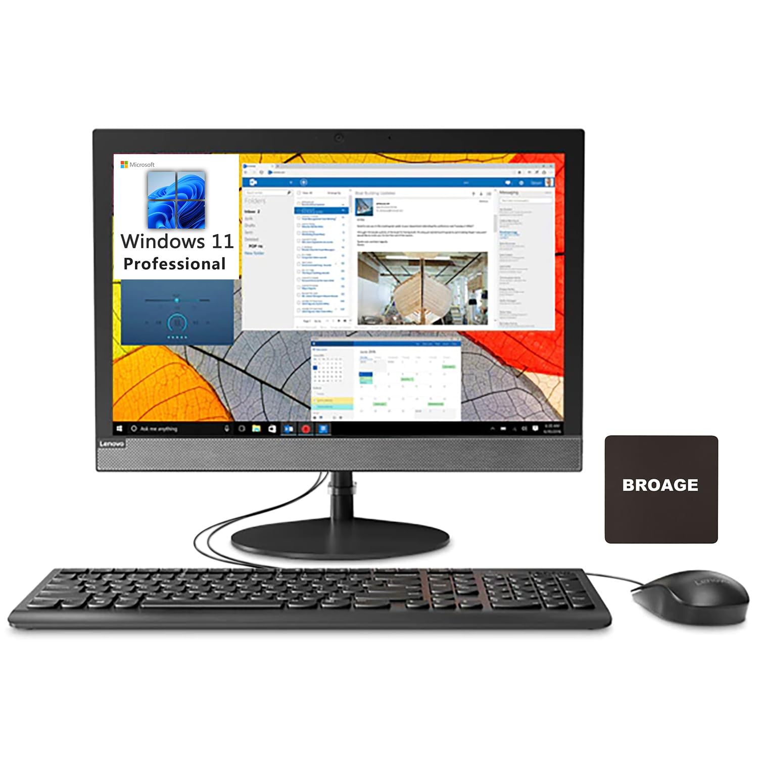 Lenovo V130 AIO 19.5" WXGA+ Business All-in-One Desktop Computer, Intel Celeron J4025, 16GB DDR4 RAM, 1TB SSD, DVDRW, WiFi, Bluetooth, Keyboard and Mouse, Windows 11 Pro, BROAG