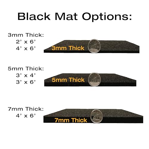 Rubber King Fitness Mat - 3' x 6' x 5mm - A Premium Durable Low Odor Exercise Mat Indoor/Outdoor - Black