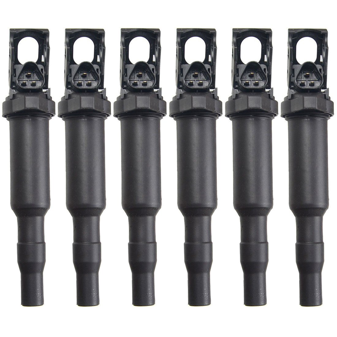 Ignition Coil Pack Set of 6 Replaces OE# 0221504470, Compatible with BMW 325i 328i 335i 525i 528i 530i 535i 545i 650i X3 X5 M5 M6 Z4 Mini Cooper and more