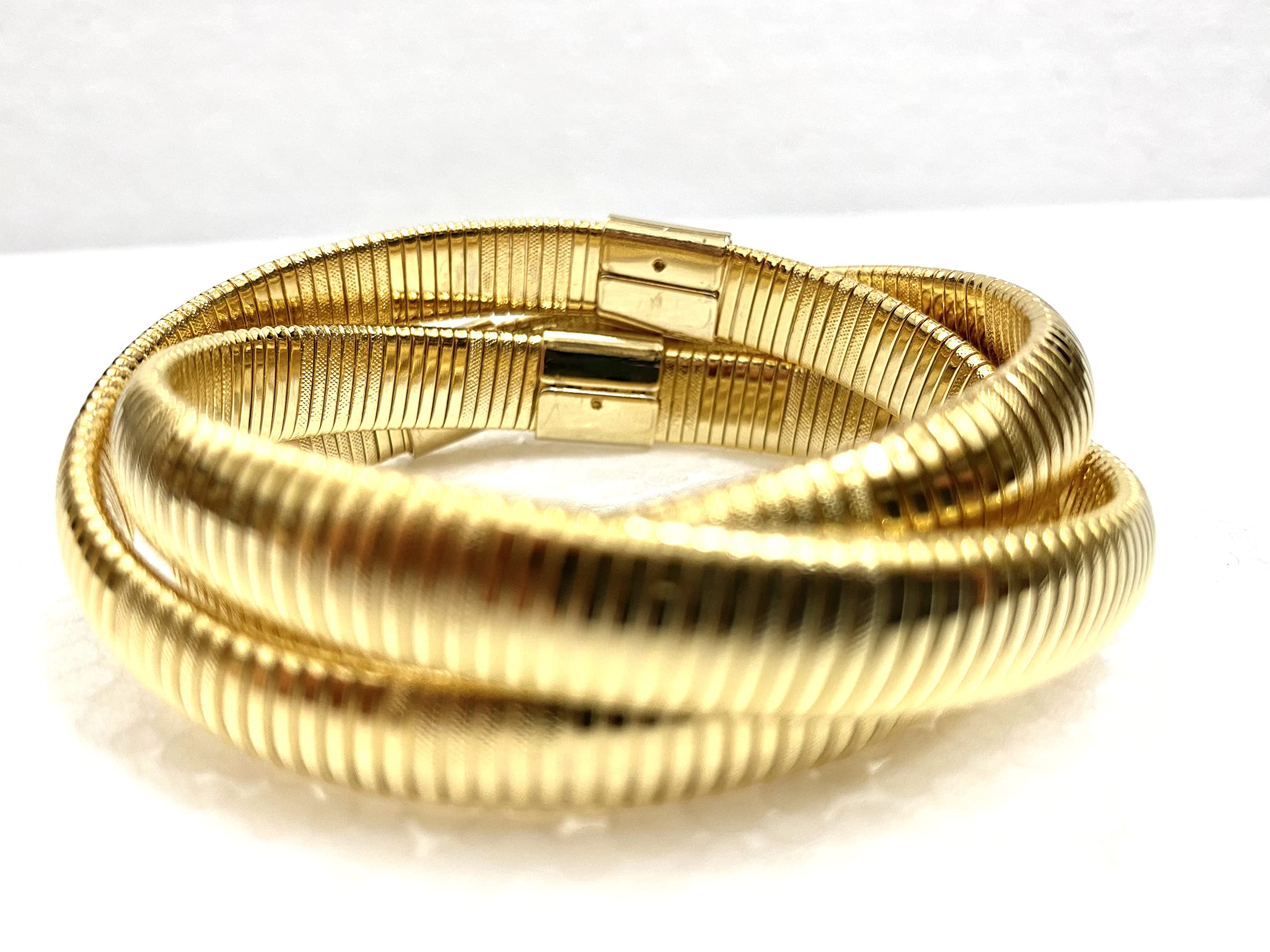 Marshal Metal Fashion Bracelet Omega Stretch Triple Cobra Bracelet (10mm x3) (Gold)