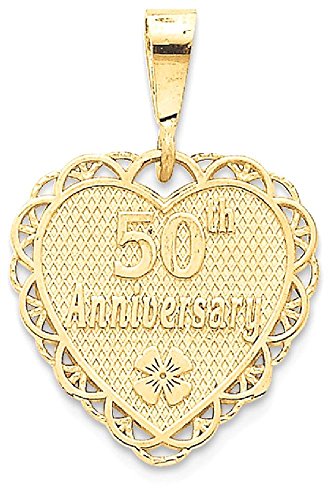 IceCarats 14K Yellow Gold Reversible 50th Anniversary Necklace Charm Pendant 29mm x 20mm Only