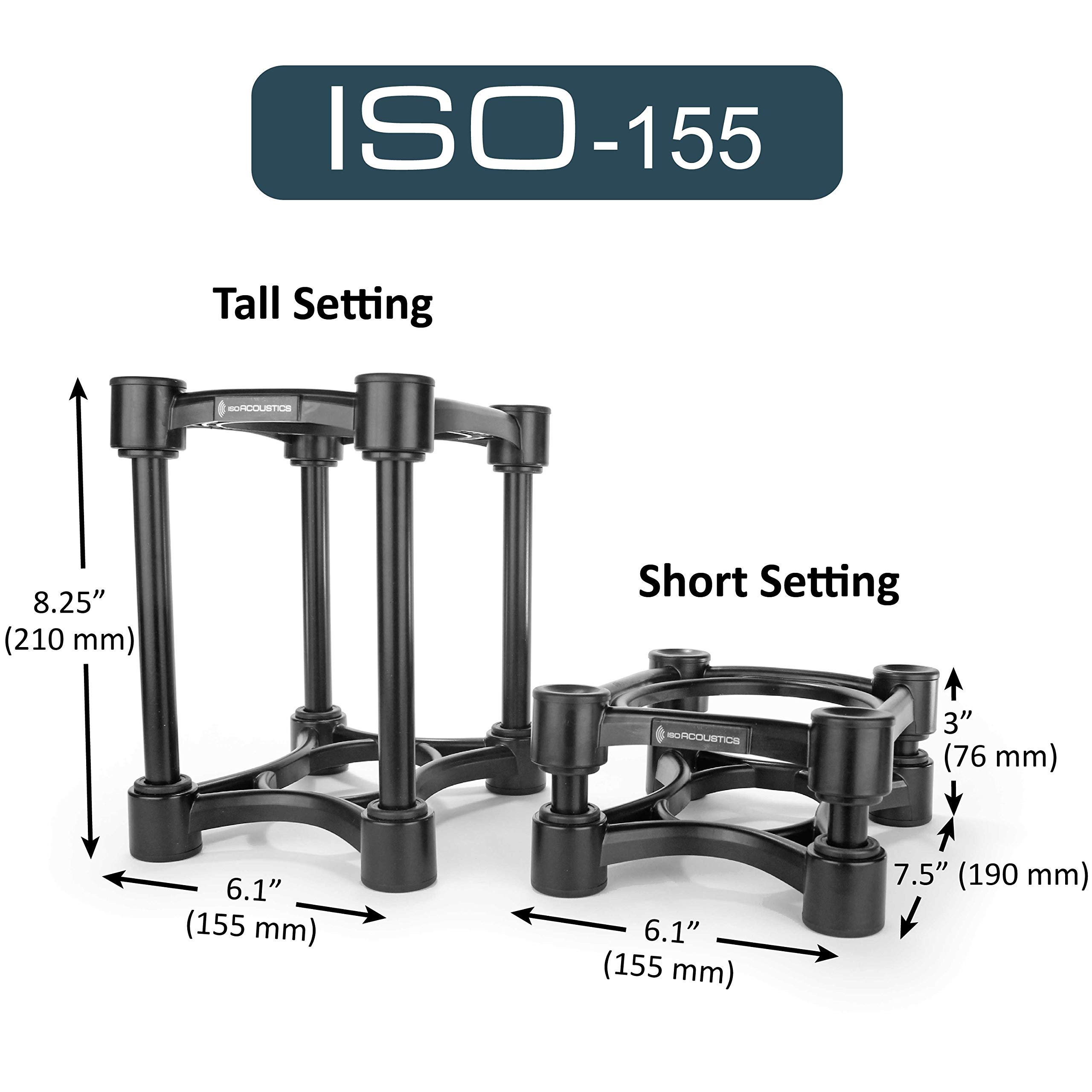 IsoAcoustics Iso-Stand Series Speaker Isolation Stands with Height & Tilt Adjustment: Iso-155 (6.1β x 7.5β) Pair