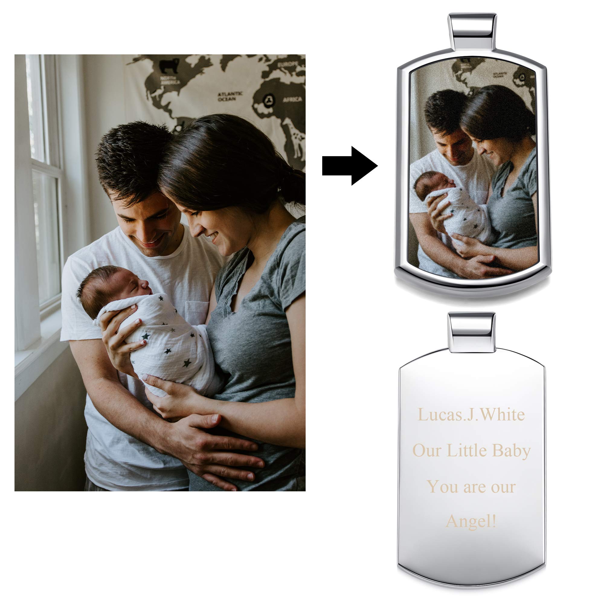 Memolome Personalized Photo Keychain Custom Colorful Picture Keychain with Text Engraving Name Keychain Alloy Rectangle Pendant Keychain For Boyfriend Girlfriend Couple Gift