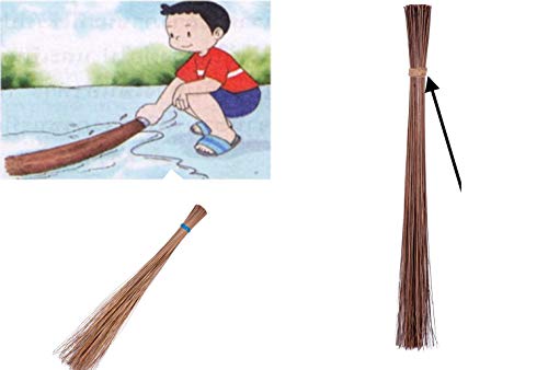 SN SKENNOVA - 1 Piece of 32 inch Multi-Surface Sturdy Outdoor Authentic Coconut Leaf Broom Asian Heavy Duty Broom Thai Natural Coconut Leaf Broom (Country Rustic)