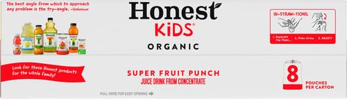 Honest Kids, Organic Super Fruit Punch, 6.75 Fl Oz Pouches, 8 Pack