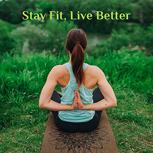 Livity Yoga - Mandala Cork Yoga Mat, Durable & Non-Slip Workout Mat, Cork Exercise Mat with Beautiful Mandala Design & Alignment Points, 74 x 24 x 0.2 inches
