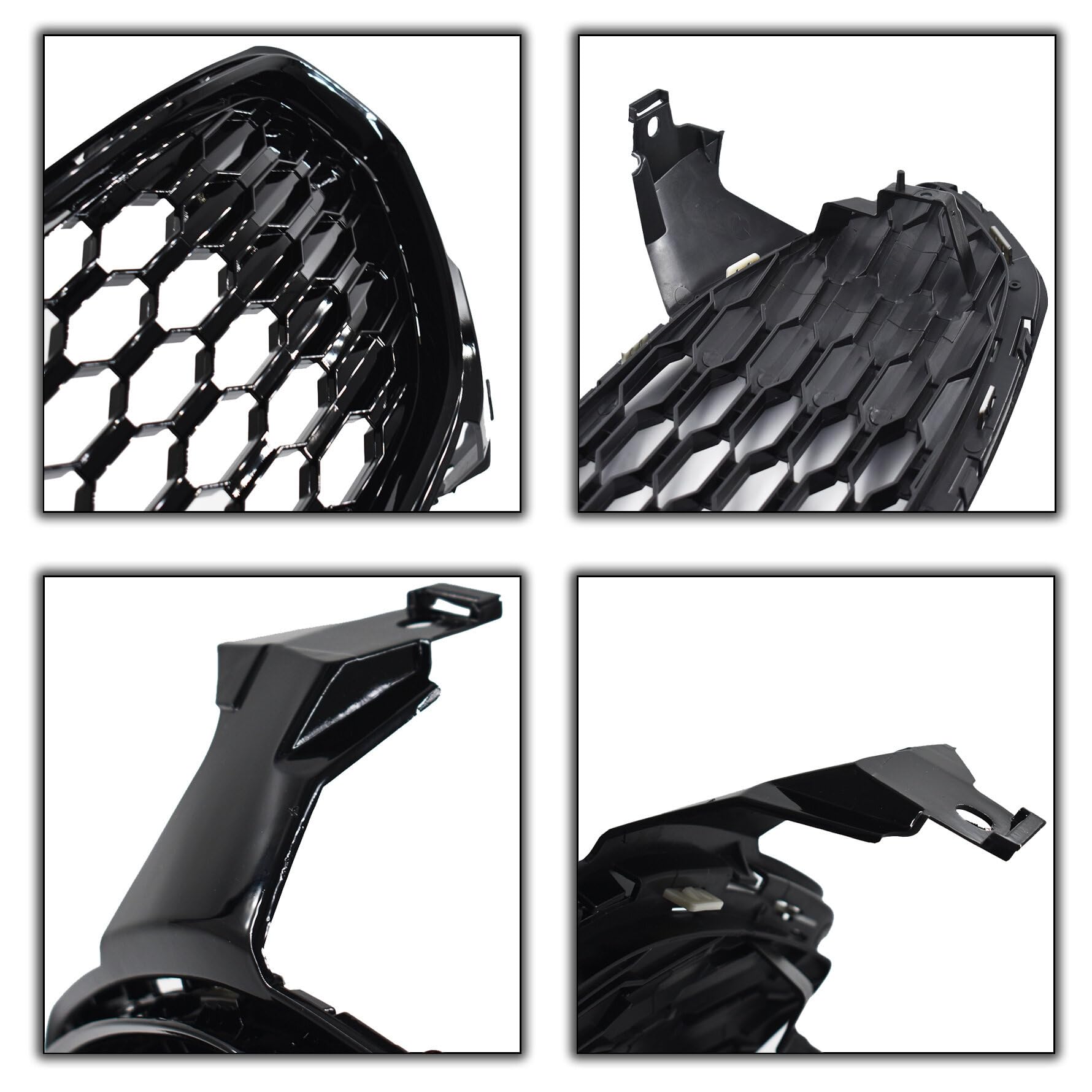 munirater Front Hood Bumper Grill Honeycomb Mustang Style Gloss Black Grille Cover Replacement for 2013-2016 Fusion