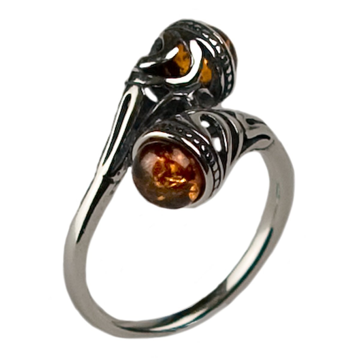 Honey Amber and Sterling Silver Celtic Ring