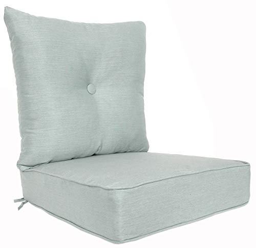 RULU Patio Cushion Outdoor/Indoor Sunbrella, Seat 22x22x6 inch + Back 23x23x7 inch, 2 Count (Pack of 1), Cast Mist