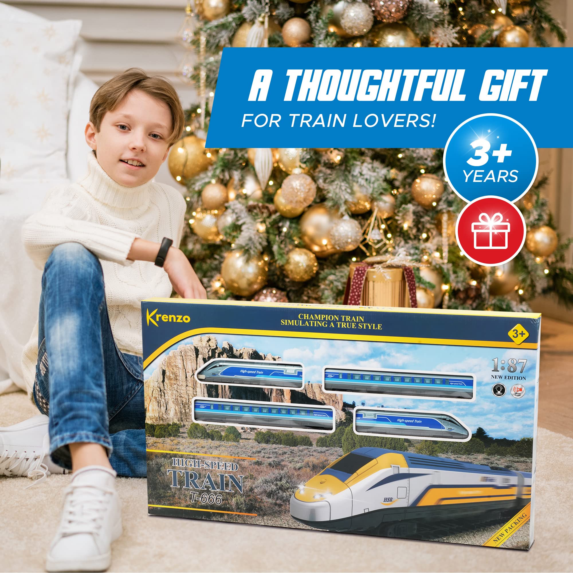 Polar Express Train Set for Boys & Adults - Christmas Under Tree - Electric Train Set Toy Model - Bullet Train Monorail - Jouet de Train Pour Enfant - Tren de Juegete Electrico Navidad