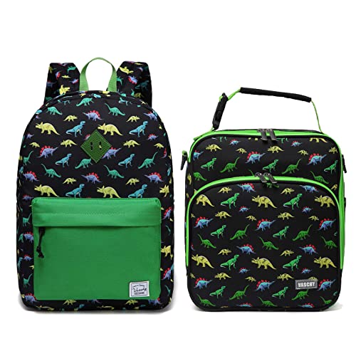 VASCHY Cute Preschool Backpack and Insulated Lunch Bag Dinosaurs Bundle