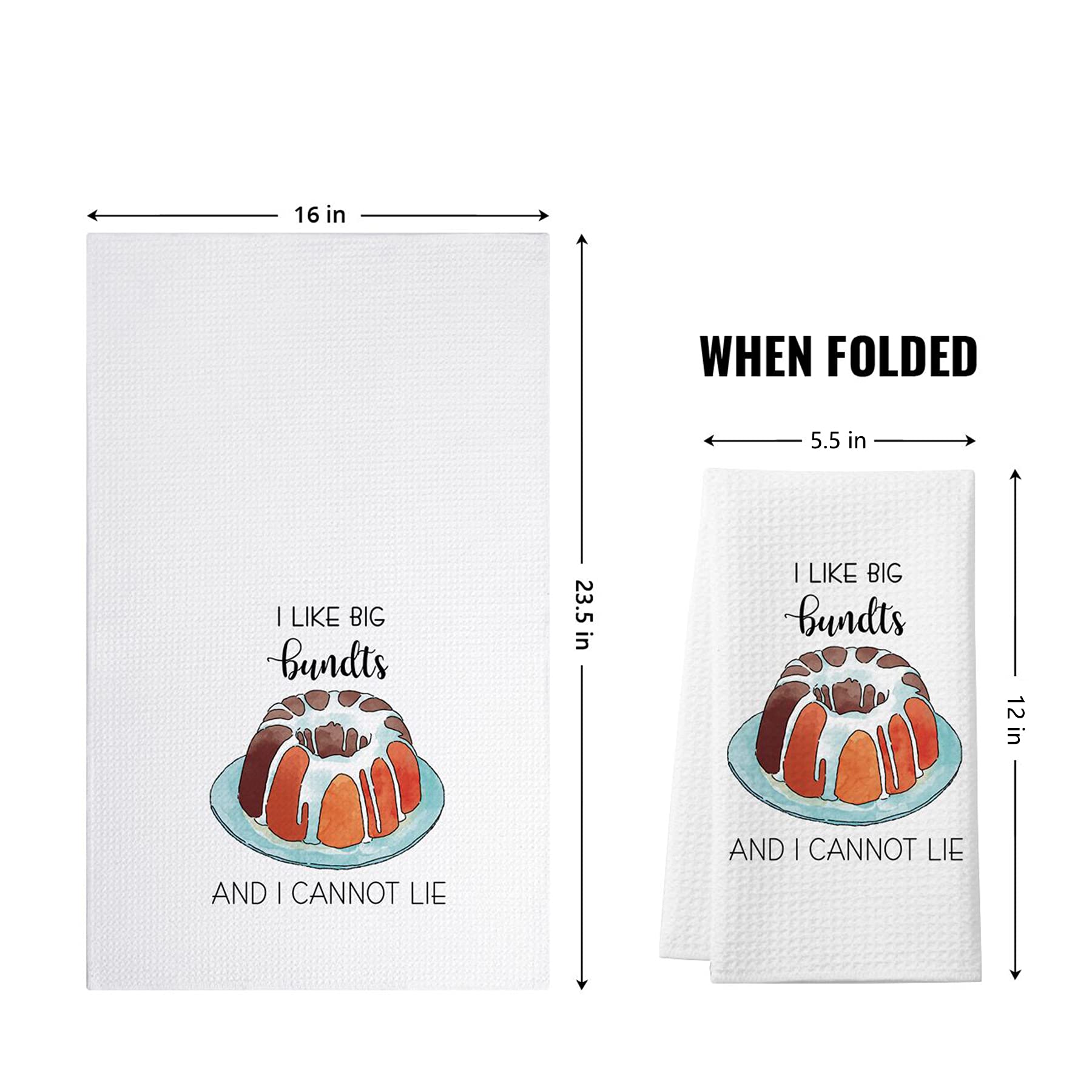 KLL Funny Microfiber Waffle Towels - Set of 4, Lightly Waffled, 16in x 23.5in, Lint Free, Great for Kitchen, Dishwashing, Cleaning, Decor, Gifts