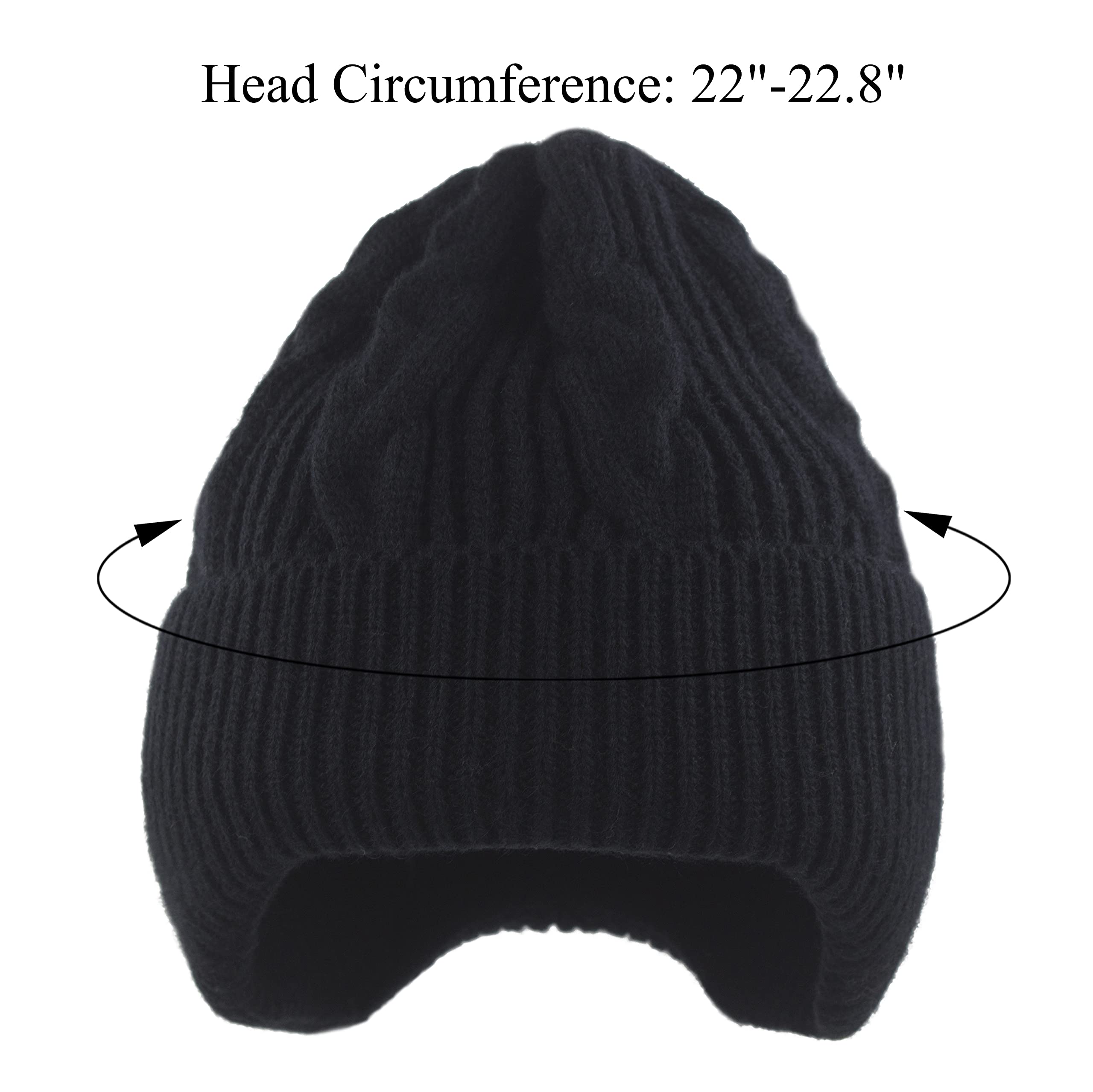 Muryobao Womens Winter Beanie Hat Slouchy Knit Hats Soft Warm Ski Skull Cap with Ear Flaps Black