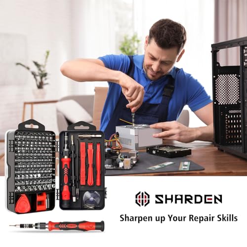 SHARDEN Precision Screwdriver Set, 122 in 1 Electronics Magnetic Repair Tool Kit with Case for Repair Computer, iPhone, PC, Cellphone, Laptop, Nintendo, PS4, Game Console, Watch, Glasses etc (Red)