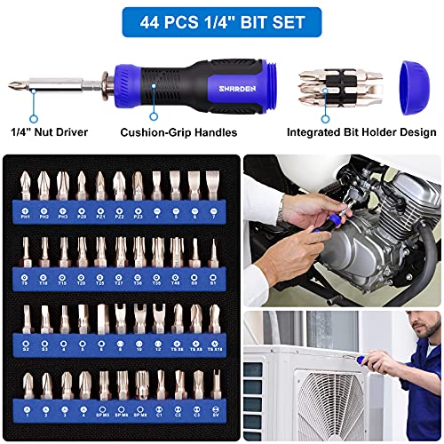 SHARDEN Precision Screwdriver Sets Magnetic 1/4 Inch Nut Driver Set Multi Screwdriver 191-in-1 Repair Tool Kit for Computer, iPhone, Laptop, Cell Phone, PS4, Nintendo, Xbox, Electronics, Householdā¦