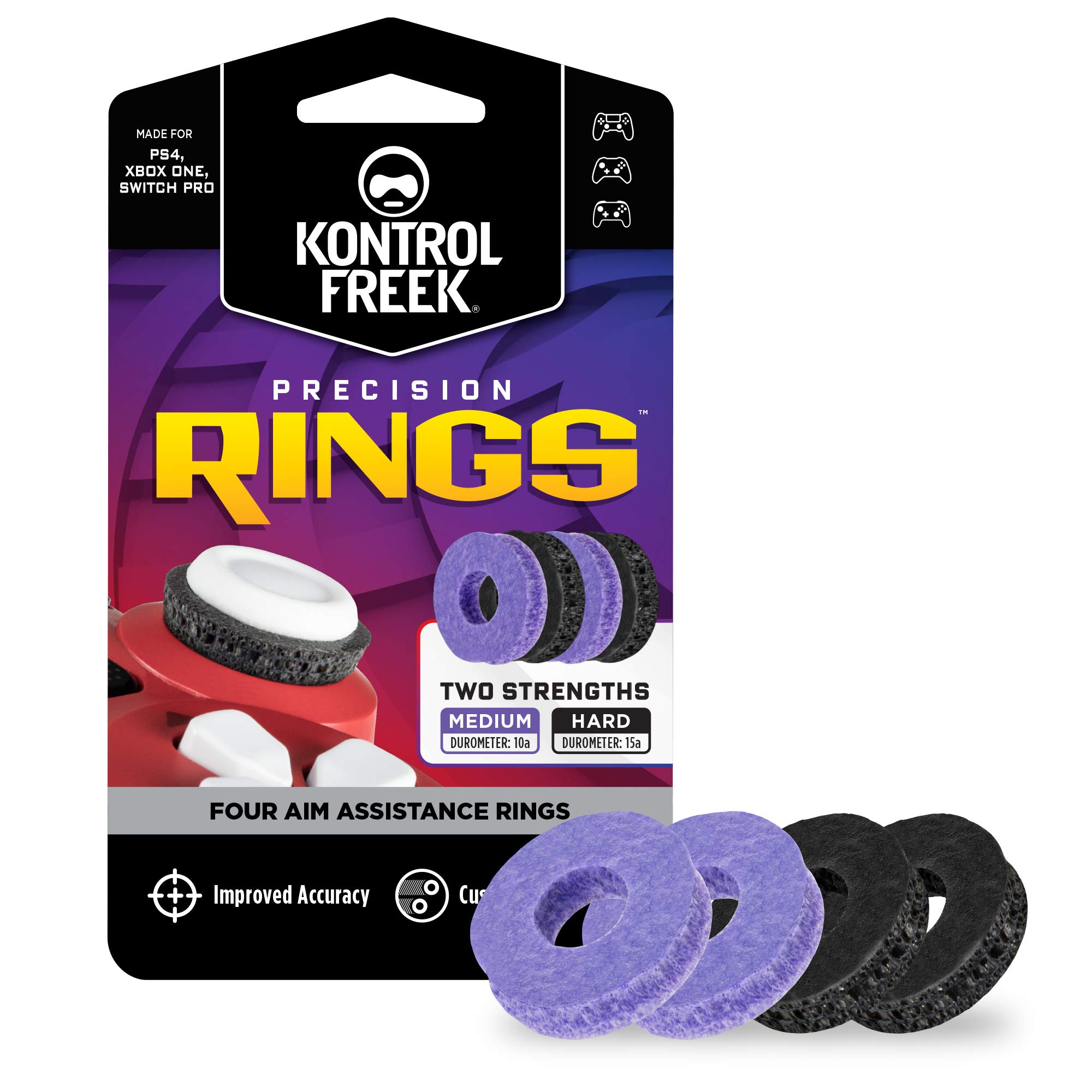 KontrolFreek Precision Rings | Aim Assist Motion Control for PlayStation 4 (PS4), PS5, Xbox One, XBX, & Scuf Controller (Purple (Medium))