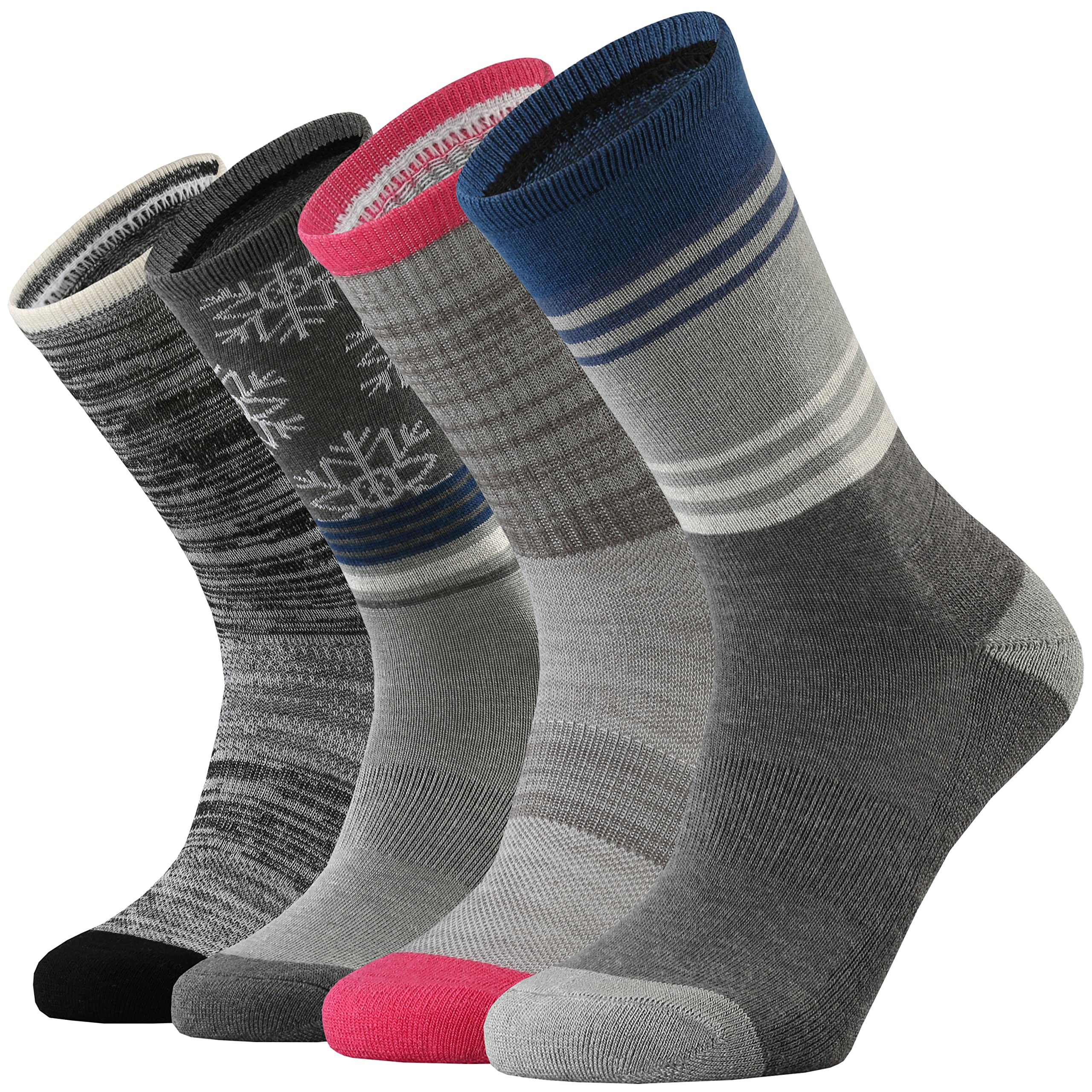 KMM Women's Merino Wool Cushion Crew Socks for Ladies Outdoor Hiking Hike Trail Casual Stylish Colorful Light Dry Soft comfy(Color10 L)