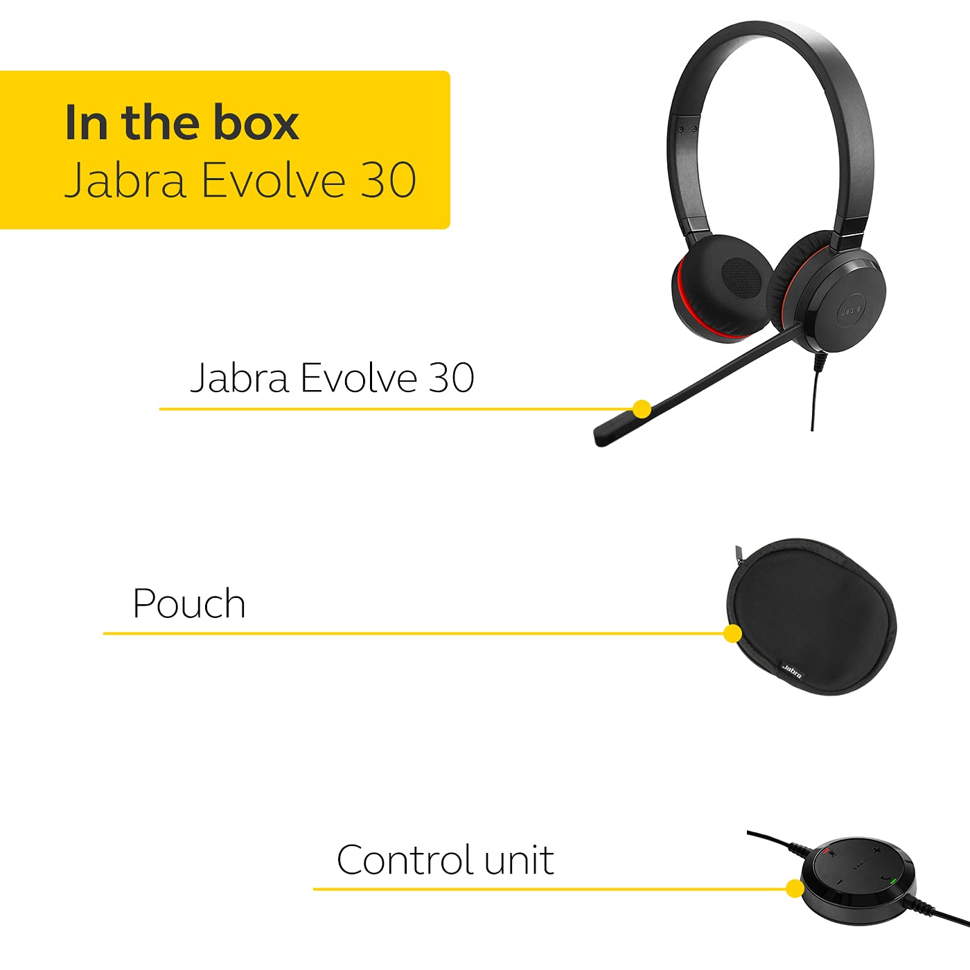 Jabra Evolve 30 II Wired Headset, Stereo, UC-Optimized β Telephone Headset with Superior Sound for Calls and Music β 3.5mm Jack/USB Connection β Pro Headset with All-Day Comfort