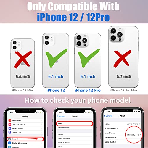 Toycamp for iPhone 12/12 Pro Case for Women, Cute Girly Print Design for Girls Teens Case with Ring Kickstand Cover for iPhone 12/12 Pro (6.1inch) Pink