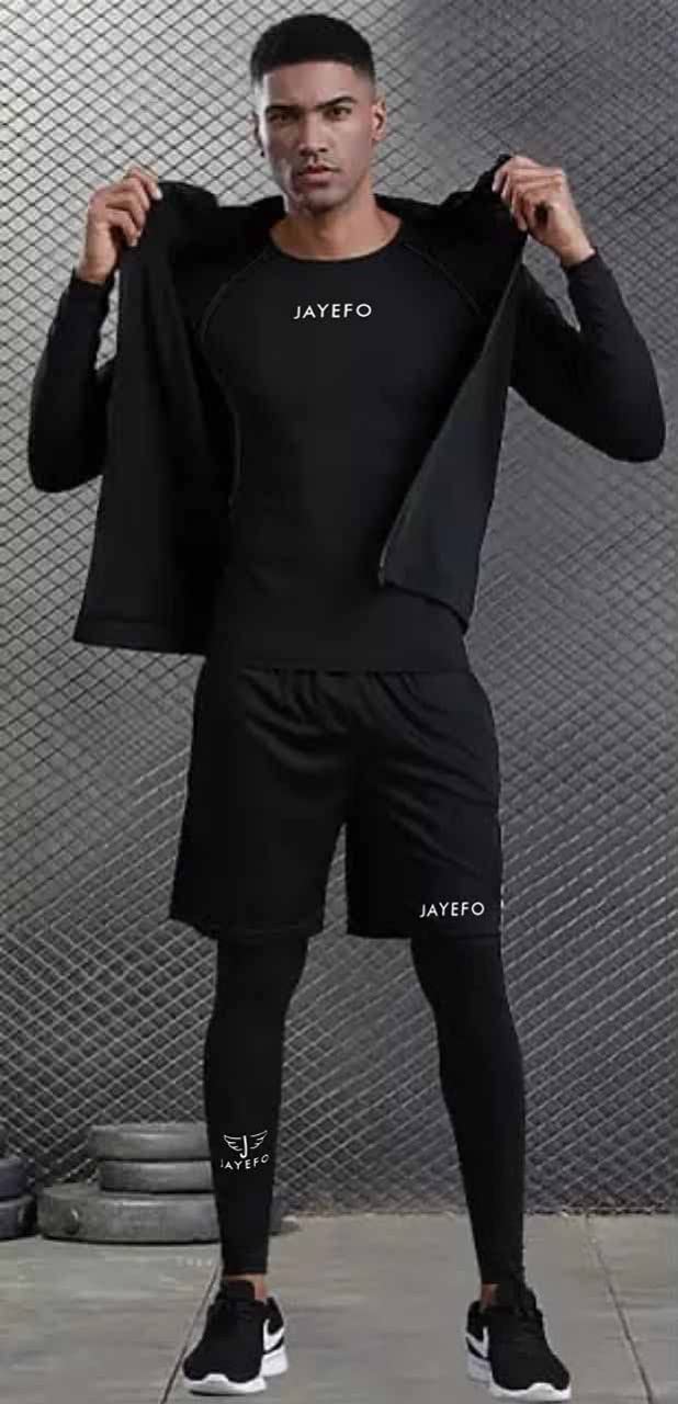 Jayefo Rash Guard Mens Full Sleeve Shirt for Workout, Gym, MMA, BJJ, Surfing, Kayaking - Athletic Men Compression Shirt for - Medium - Black